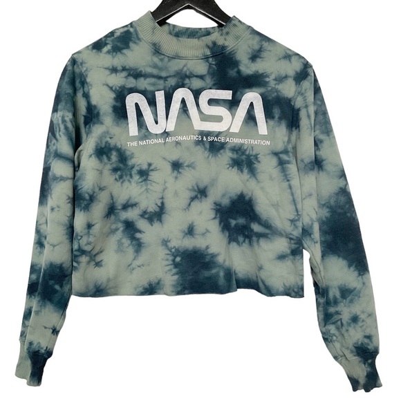 NASA | Shirts & Tops | Nasa By Mighty Fine Cropped Blue Tie Dye Sweater ...